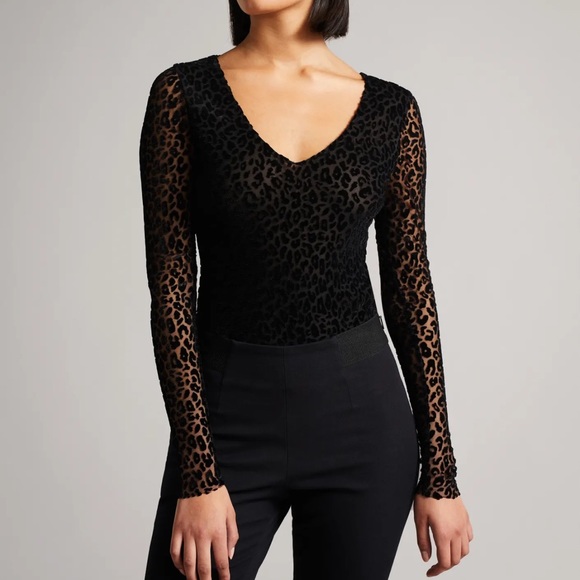 Ted Baker | Tops | Ted Baker Darcina Mesh Leopard Print Bodysuit In ...